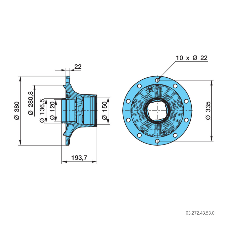 Stebulė SKHB-9010 280/335/10x22 EP2