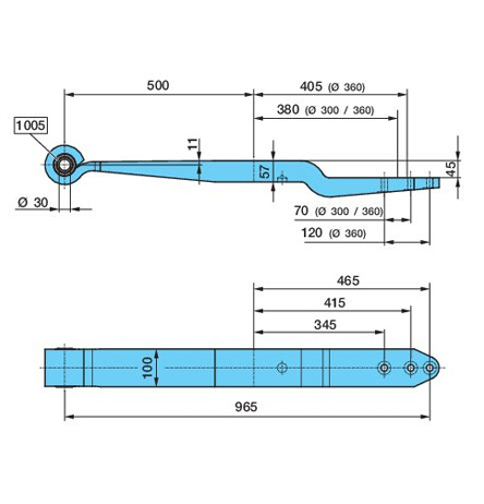 Trailing arm D:1x58 B:100 K:45 Bh:11 (BPW)