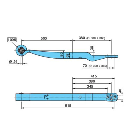 Trailing arm BPW 500/380 K30 1*62 H-62 ALII (70mm) M24