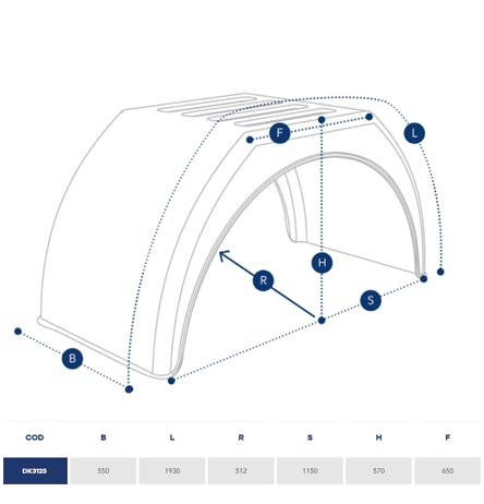Flat-top plastic mudguard with white border Domar
