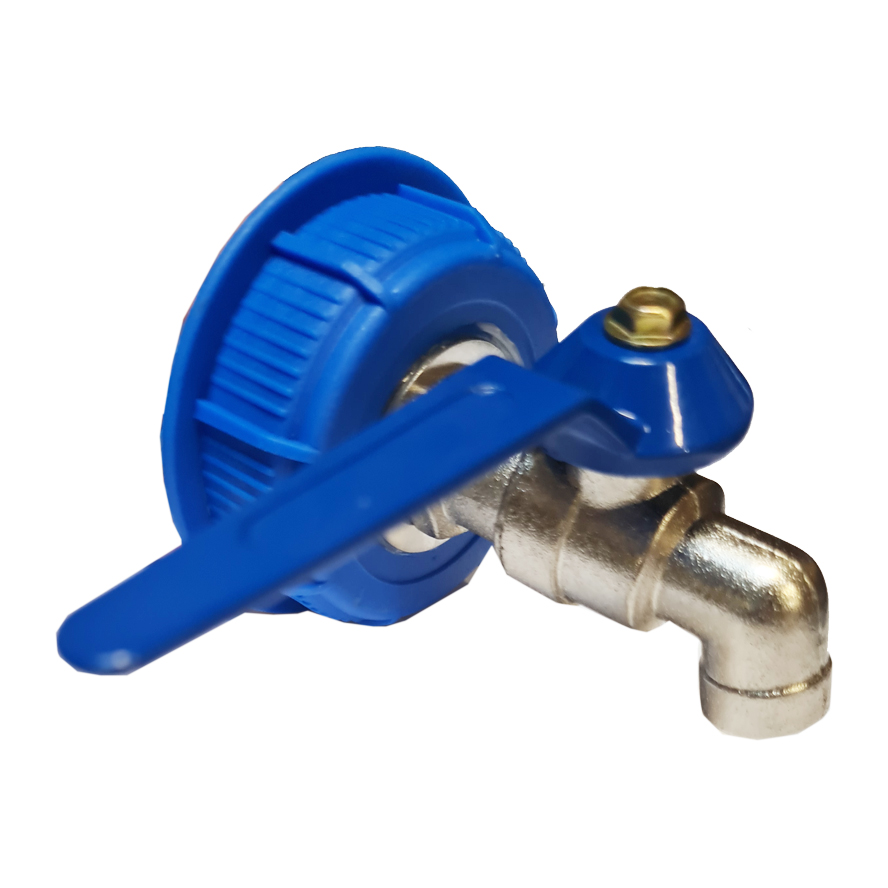 Water tank plug with tap, blue