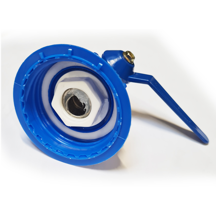 Water tank plug with tap, blue