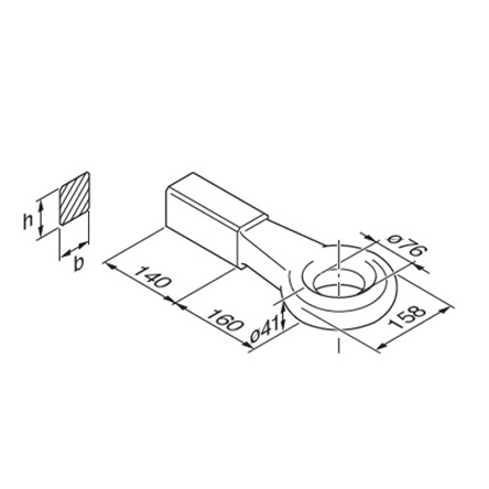 Weldable drawbar eye 76 mm, VG 74059 NATO/ Rockinger